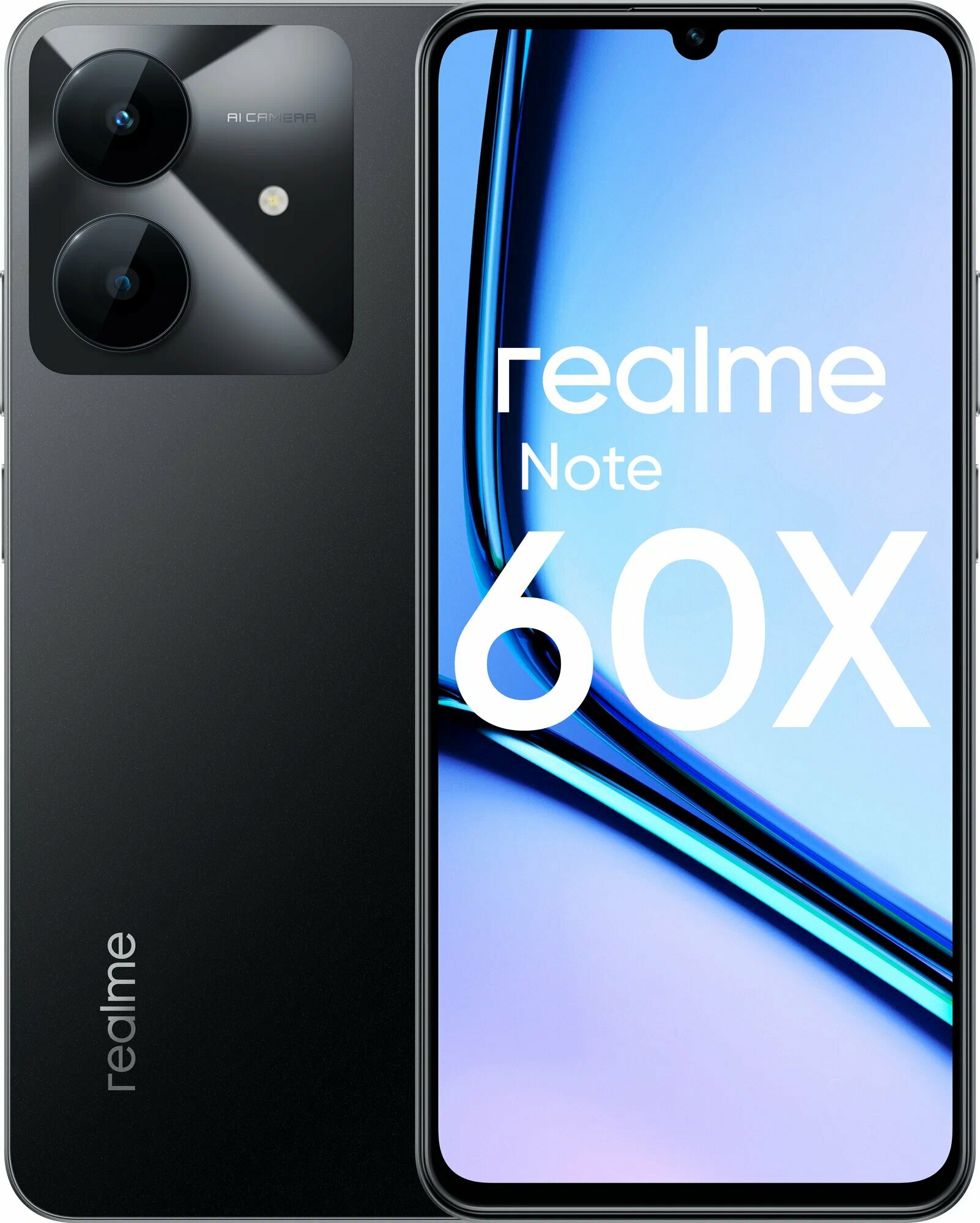 Смартфон realme Note 60x 3/64 ГБ RU, Dual nano SIM, Android 14, черный мрамор