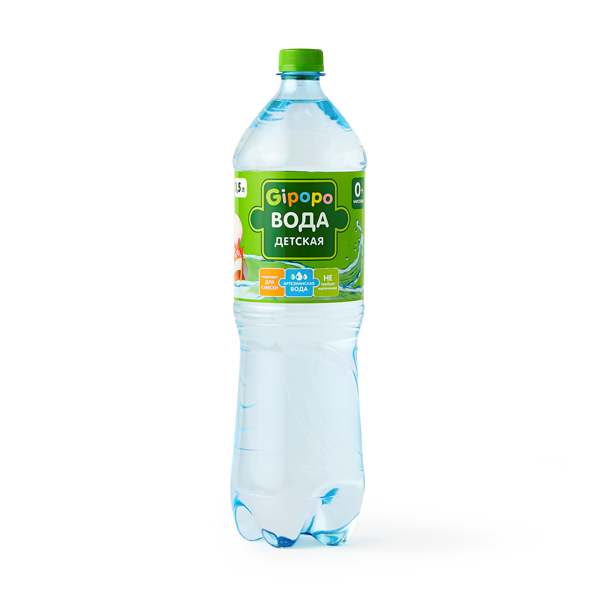 Вода детская Gipopo, негазированная, без сахара, с рождения, 1,5 л