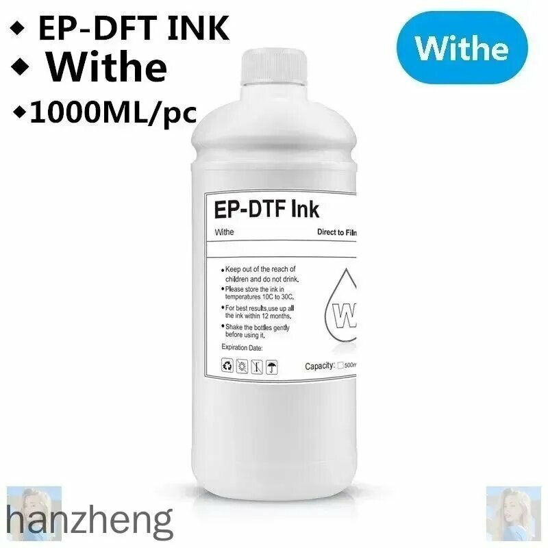 Чернила Модель: DTF INK Цвет: BK C M Y WH Вместимость: 1000мл Чернила: чернила для краски Модель применения: 3200 1600 DX5 DX7 DX7 TX800 XP600 F2000 3900 4900 Производится в китае Срок годности: 24 месяца, совместимый, Белый (white), 1 шт