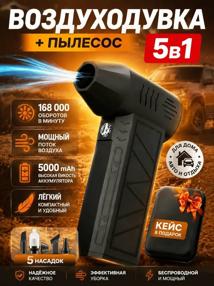 Воздуходувка беспроводная 4 в 1, аккумуляторная