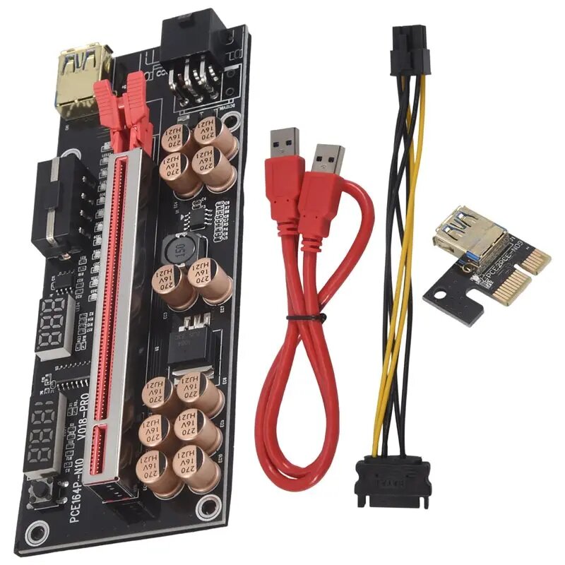 PCI-E Райзер-карта USB 3.0 A12E-VER018 PRO черный/красный