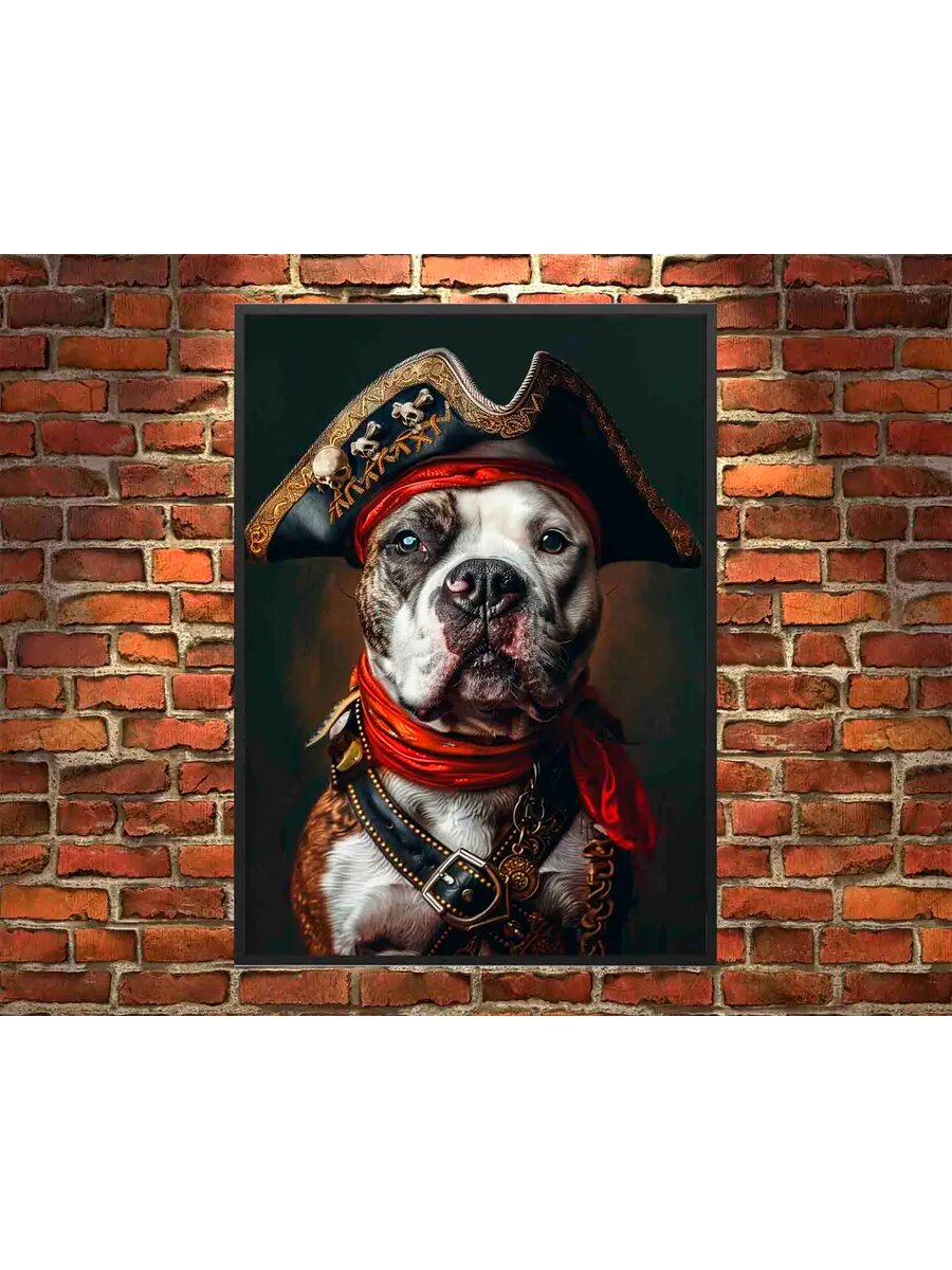 Стаффордширский бультерьер, собака-пират 4, Плакат 30x42см