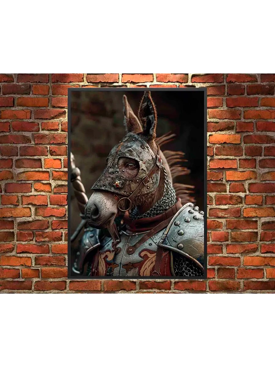 Осел - Сельскохозяйственное животное Рыцарь 4, Плакат 30x42с