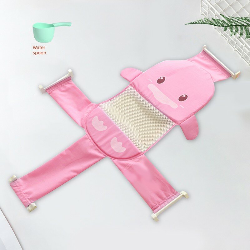 Little Duck Младенческая ванночная сетка с ложкой для воды, розовая нескользящая подложка для новорожденных