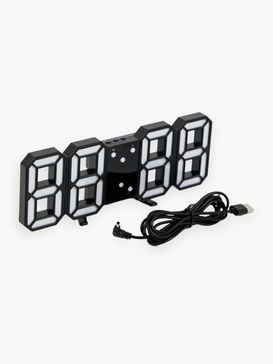 Часы электронные "Цифры" USB настольные/настенные/на подвесе, размер 9×3×23 см, зелёная индикация