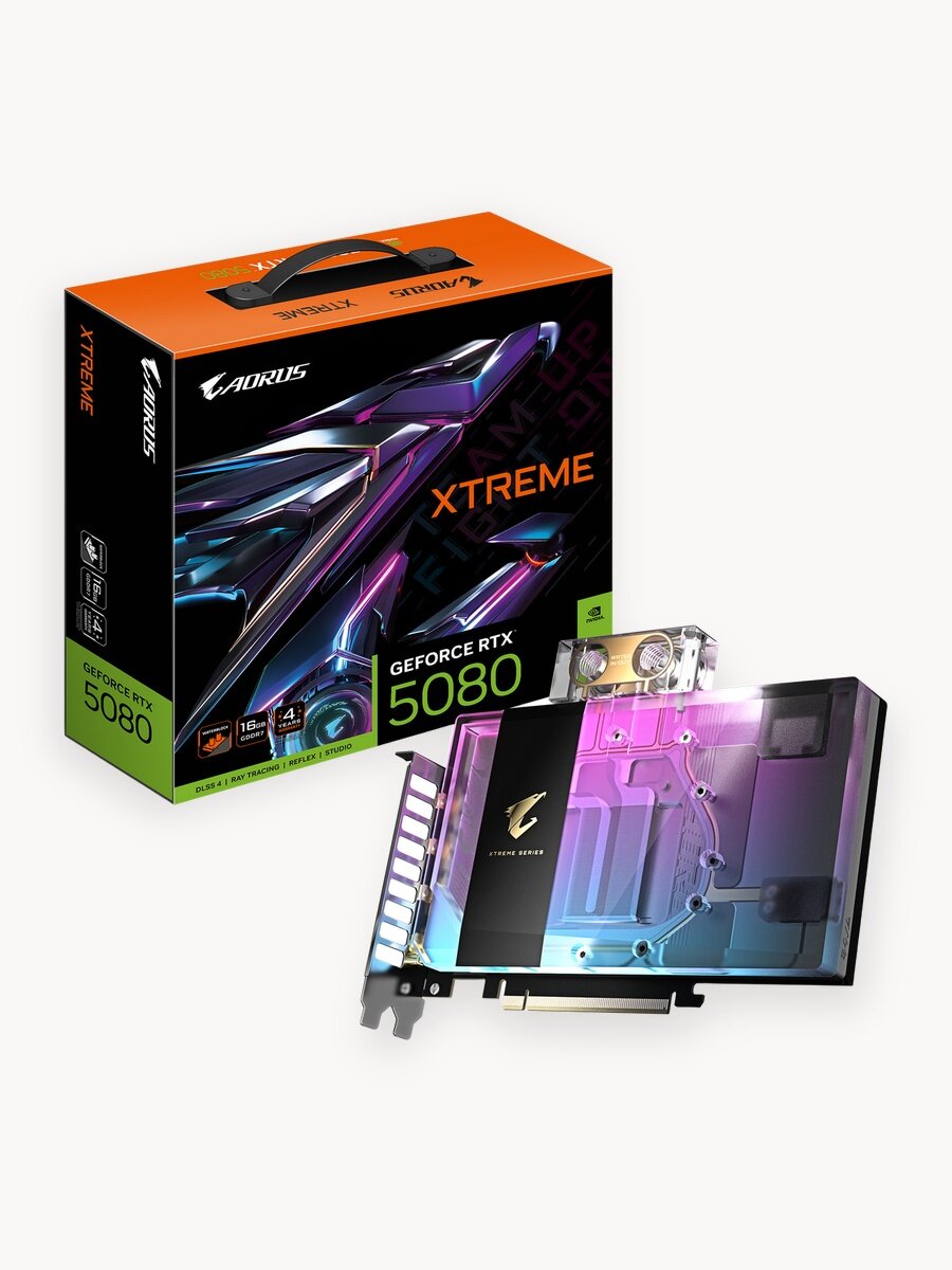 Видеокарта Gigabyte GeForce RTX 5080 16 ГБ (RTX5080 XTREME WATERFORCE WB 16GB), RTL