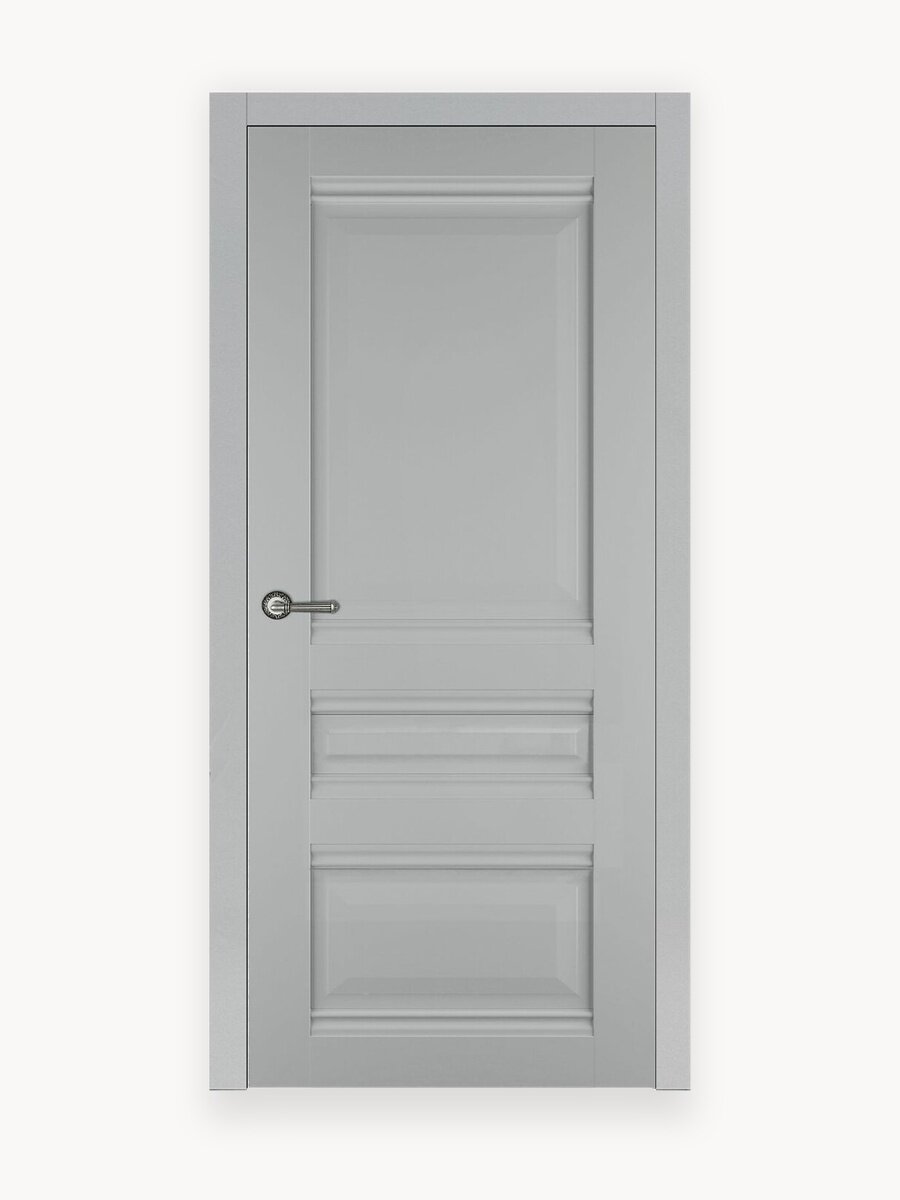 Леском Дверь межкомнатная В2, 600х2000 глухая, МДФ, софт серый, комплект с коробкой и наличником