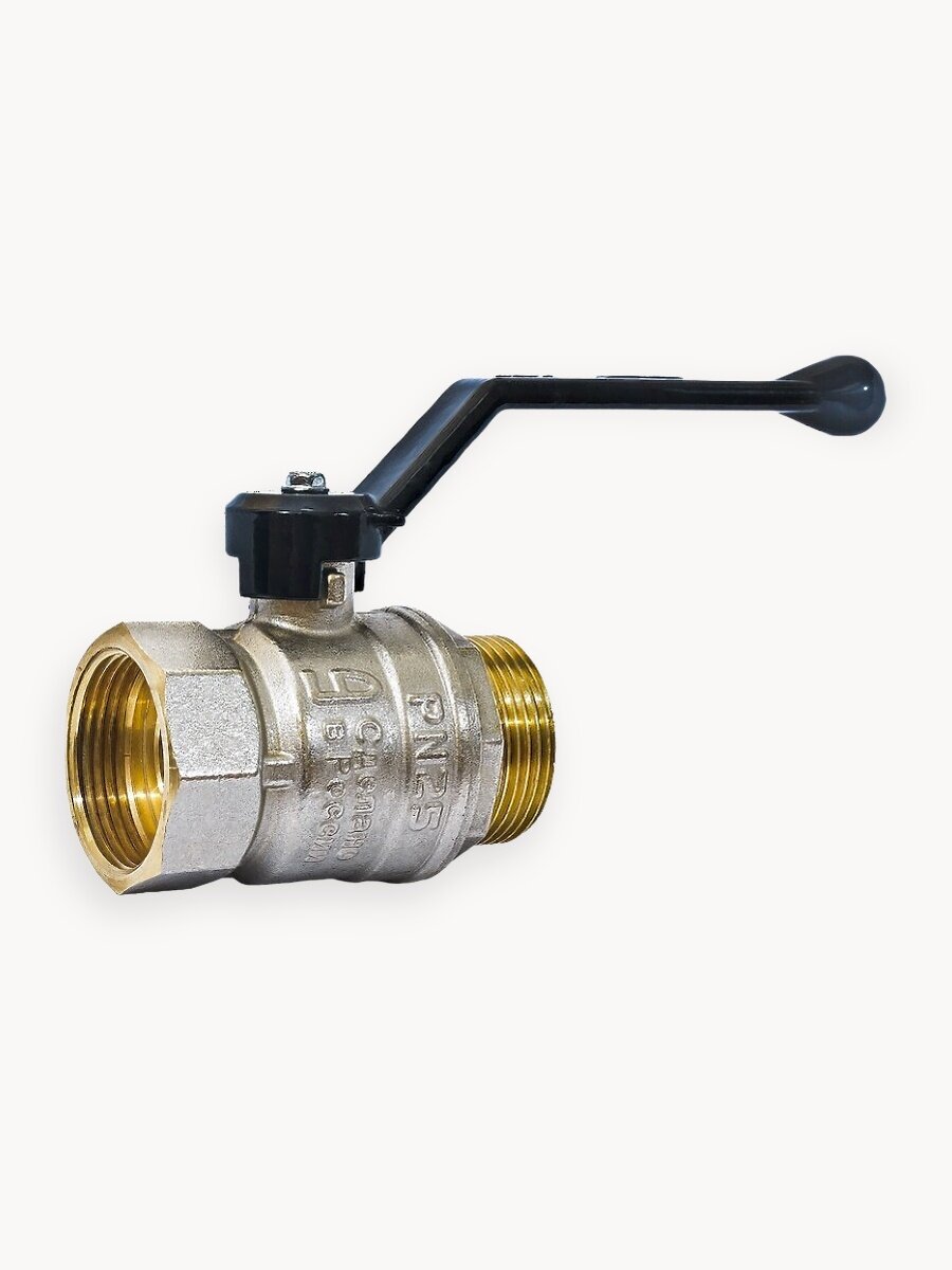 Кран шаровый латунный 2" LD Pride 47.50. В-Н. Р Ду50 Ру25 рычаг (2,5МПа, Т150, L108)