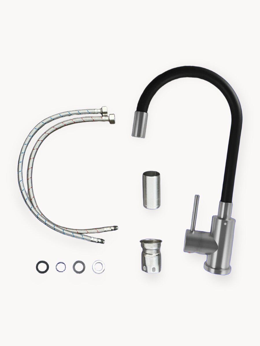 Смеситель для кухни BRASS с гибким изливом черный