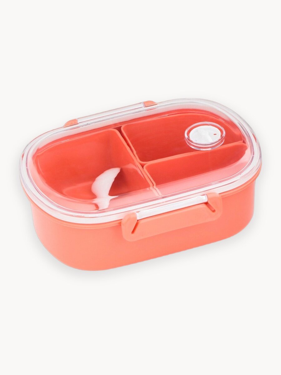 Ланч бокс в школу, контейнер для еды "Эйлайт", 640 мл, с приборами, 18.5 х 14 х 6.3 см, розовый 9177