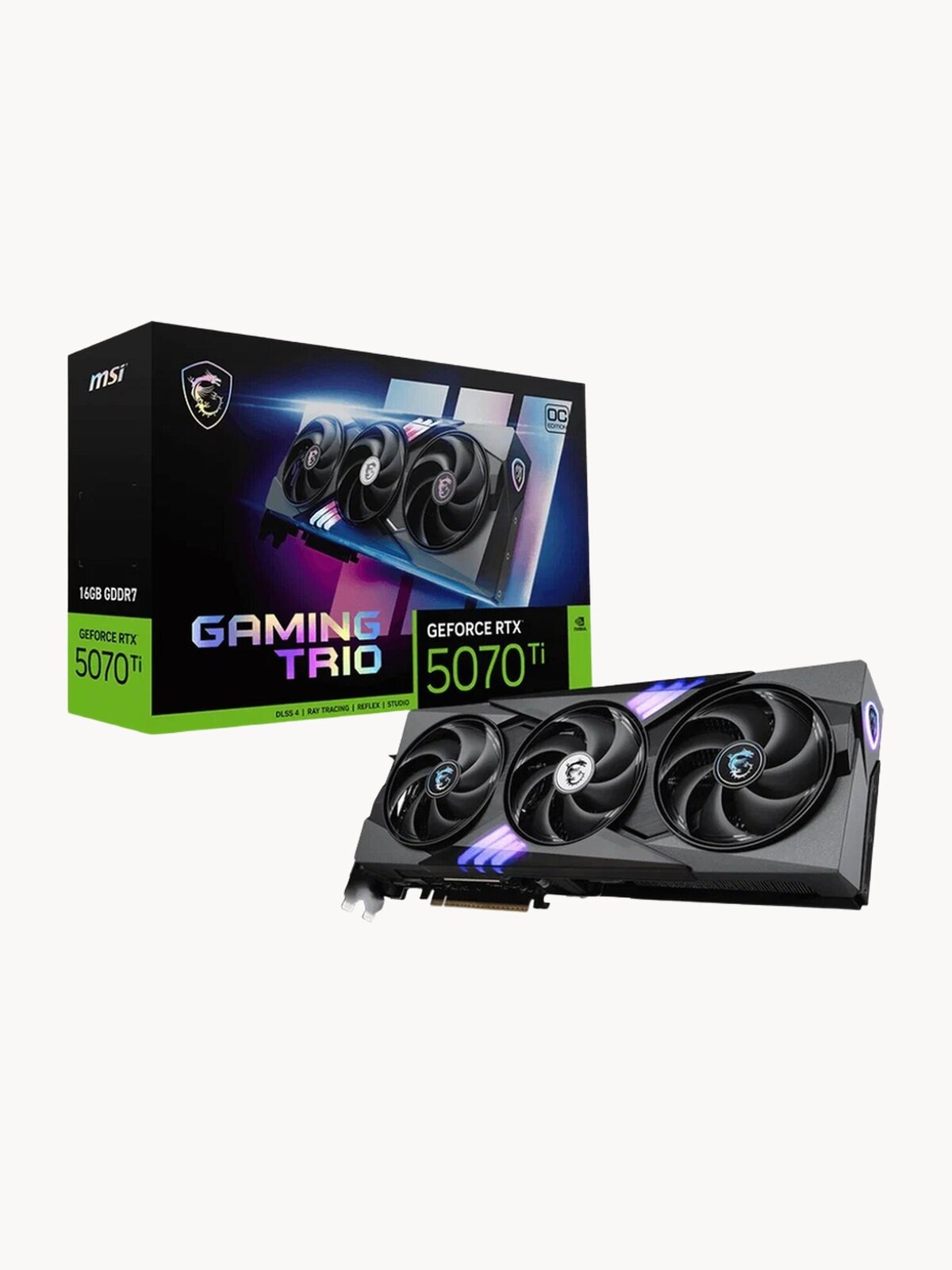 Видеокарта MSI RTX5070Ti GAMING TRIO OC 16GB GDDR7 256bit 3xDP HDMI 3FAN RTL