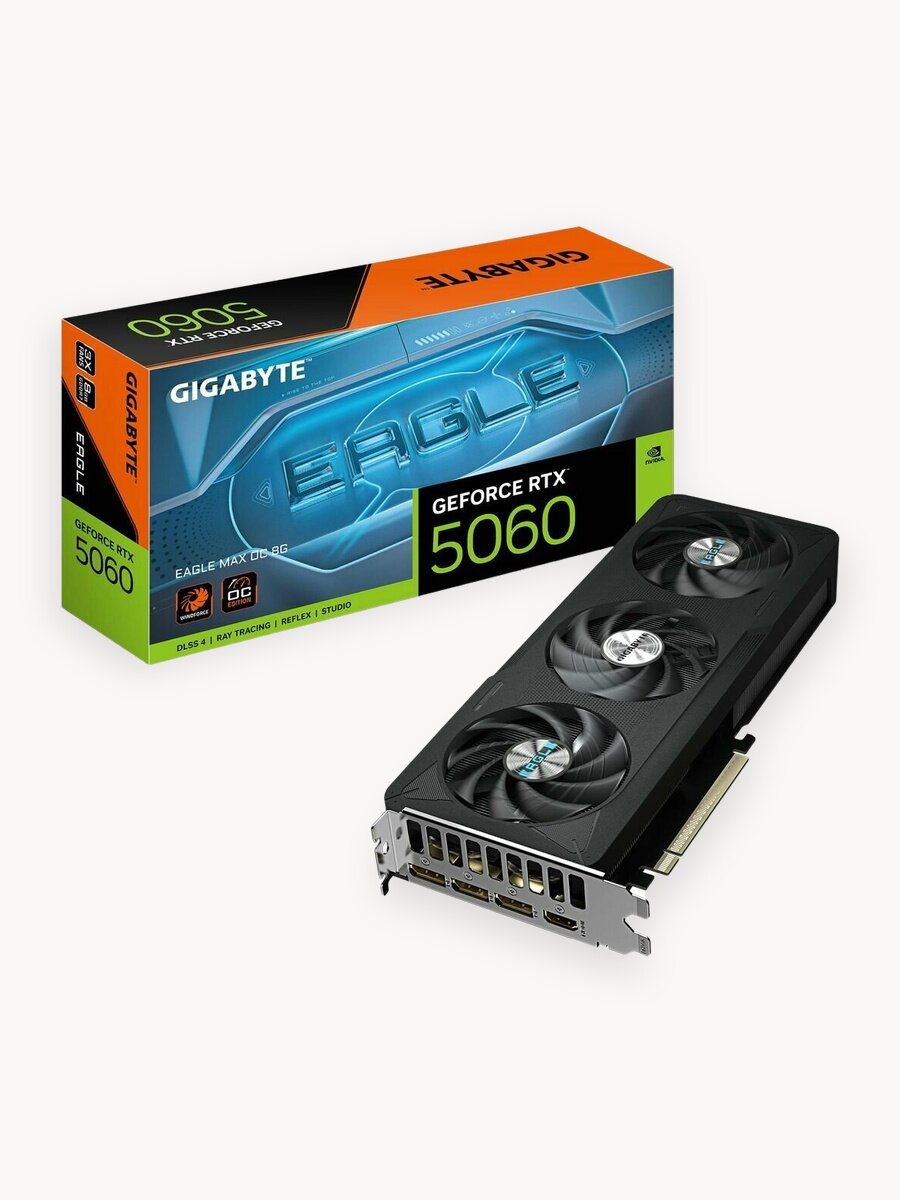 Видеокарта Gigabyte RTX5060 EAGLE MAX OC 8GB GDDR7 128bit 3xDP HDMI 3FAN RTL