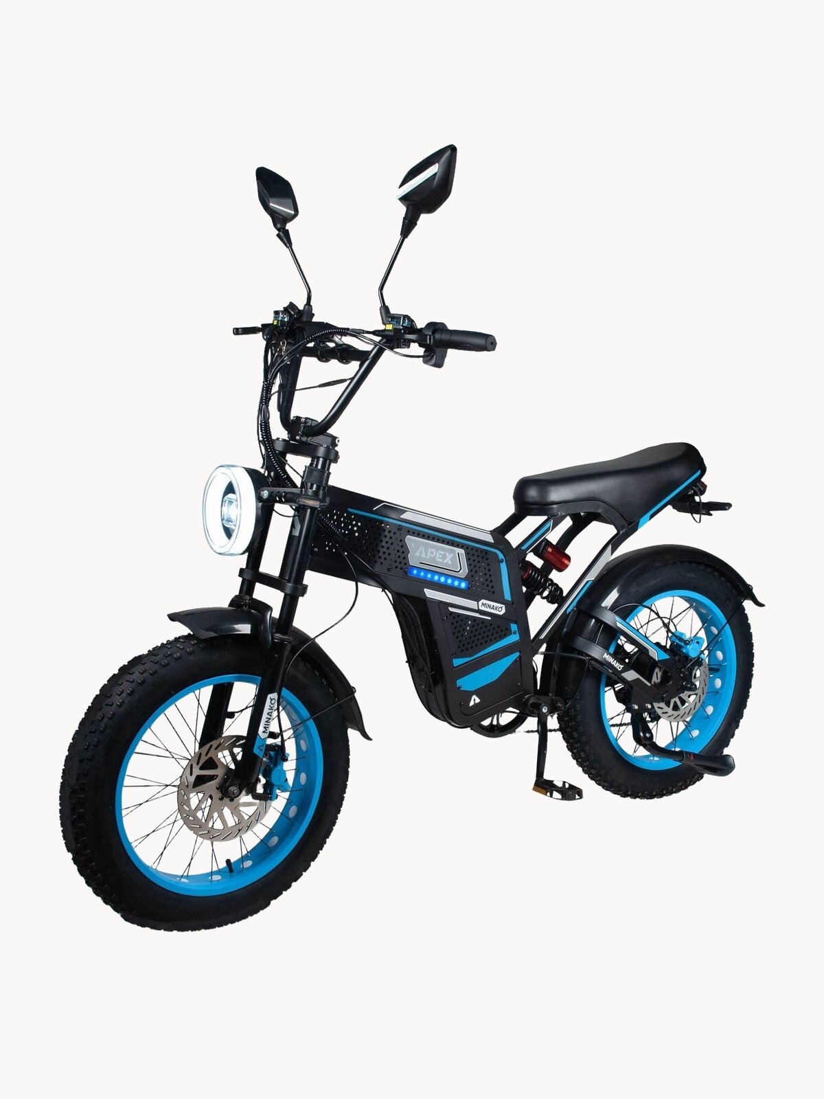 Электровелосипед Minako APEX (48V/ 20Ah) - Синий c зеркалами