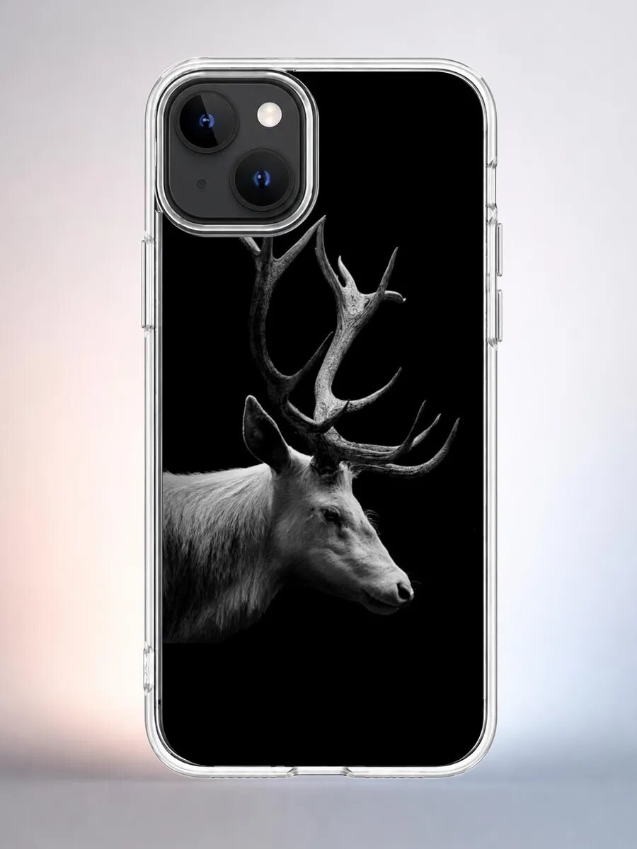 Чехол iPhone 14 олень профиль силиконовый