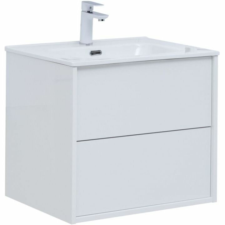 Тумба с раковиной Aquanet (Акванет) Lino 60 (Flat) белый глянец 00287540