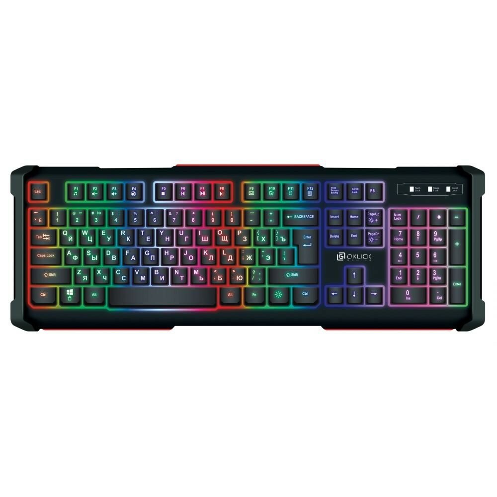 Oklick Клавиатура 717G черный серый USB Multimedia LED 476395
