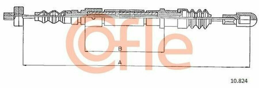 COFLE 9210824 Трос стояночного тормоза задн VOLVO 480-440 GLT-Turbo (дисковые тормоза) 87-