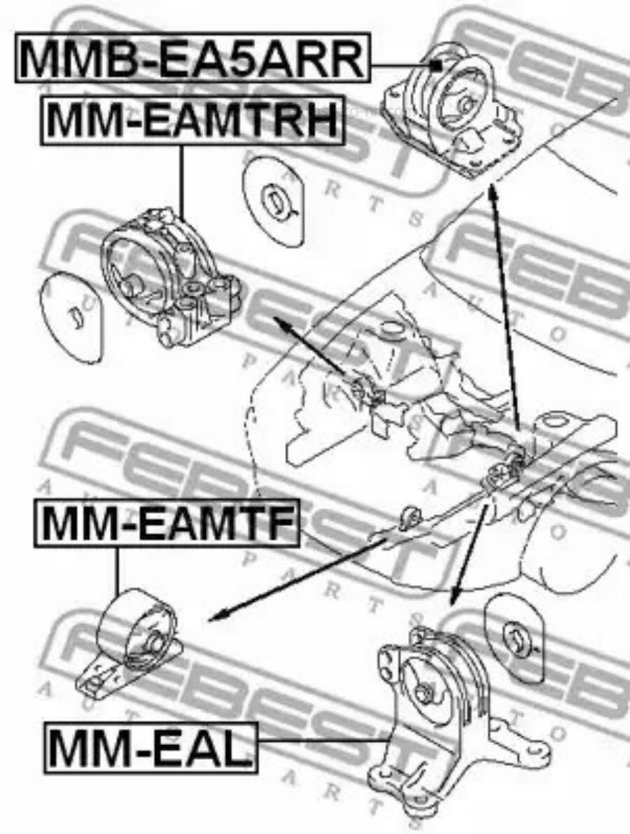 FEBEST MMBEA5ARR сайлентблок задней подушки двигателя