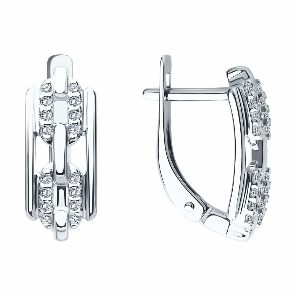 Серьги, серебро, 925 проба, родирование, фианит