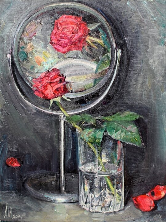 Картина "Красная роза" Искусство жить 40x30, холст/масло