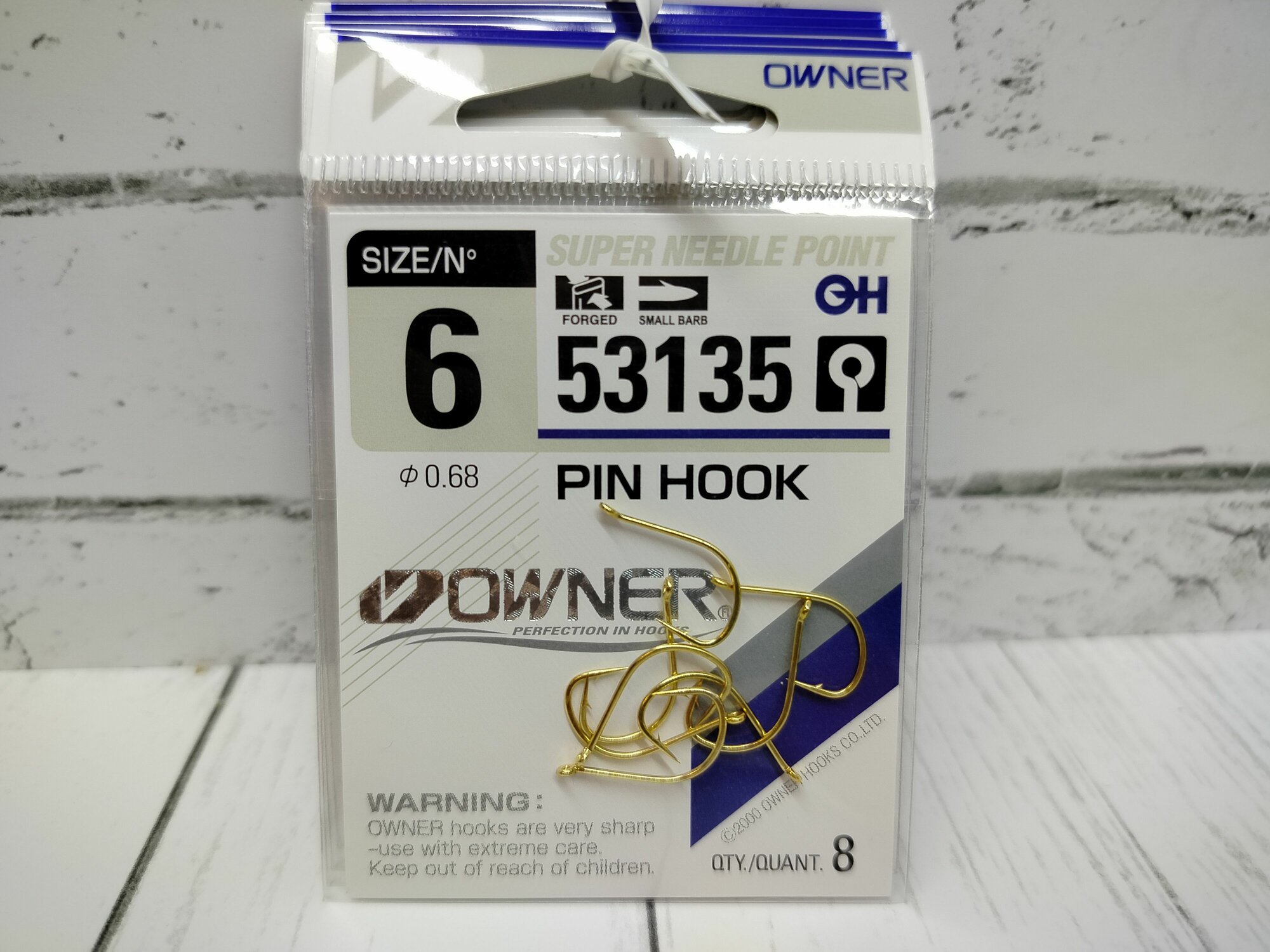 OWNER Крючок рыболовный Pin Hook gold "ORIGINАL" 53135 №6-5уп (40шт)