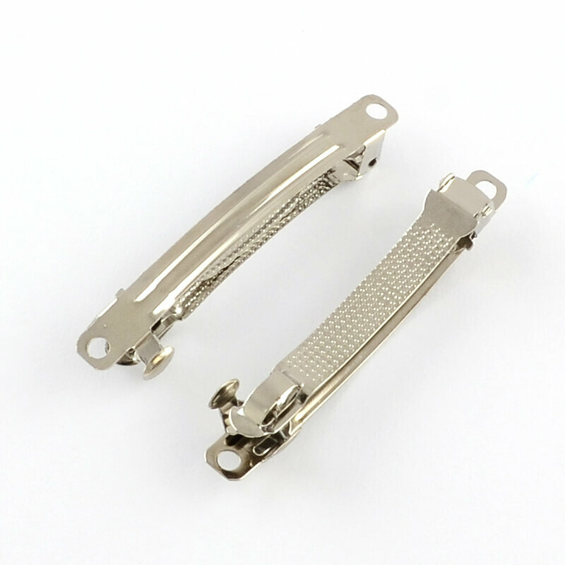 Основа для заколки, 59х6.5мм, базовый материал - железо, стального цвета, 10 шт.