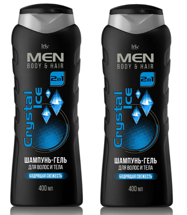 Шампунь-гель для волос и тела Iris Men Crystal Ice, 400 мл, 2 шт.