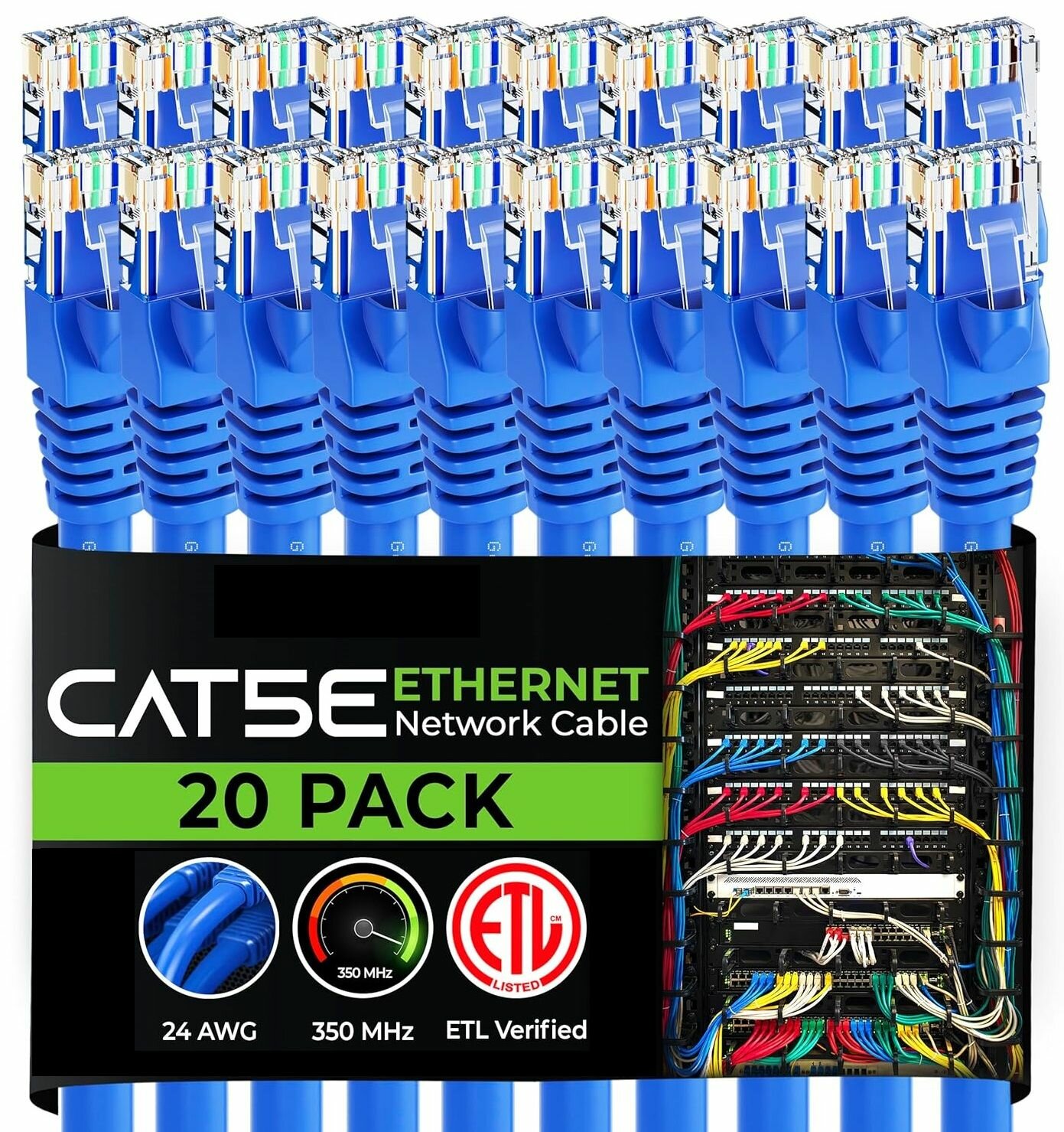 Соединительный кабель патч корд UTP Cat5e 2.5 метра синий 20 штук