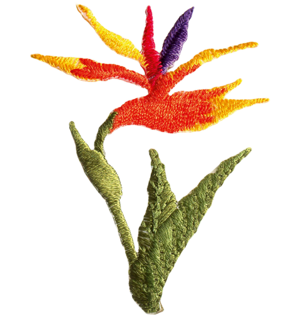 Термоаппликация "Цветок Стрелитция оранжевый/зеленый", 100% полиэстер, PRYM 926692