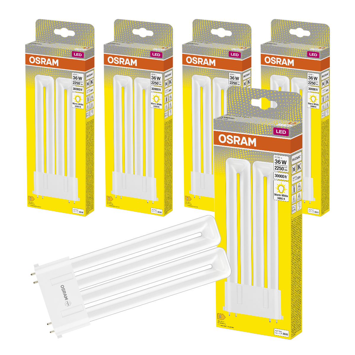 Лампа светодиодная OSRAM LED Dulux Special, 2250лм, 20Вт, 3000К теплый свет, Цоколь 2G10, колба Special, 5 штук