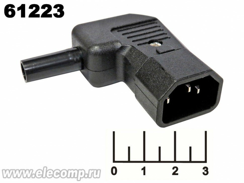 Разъем питания 3pin штекер C14 на кабель угол JA-2233
