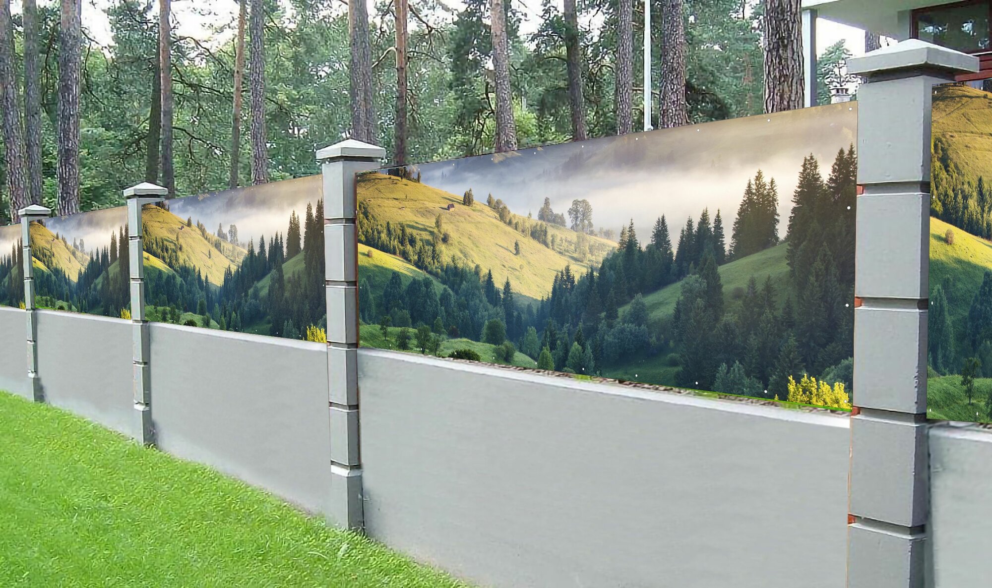 Фотосетка для забора, фасада Фотофасад с люверсами 3 х 1 м