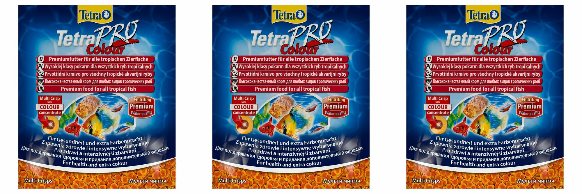 Tetra Корм сухой для декоративных рыб, чипсы, TetraPro Colour, 12 г, 3 уп