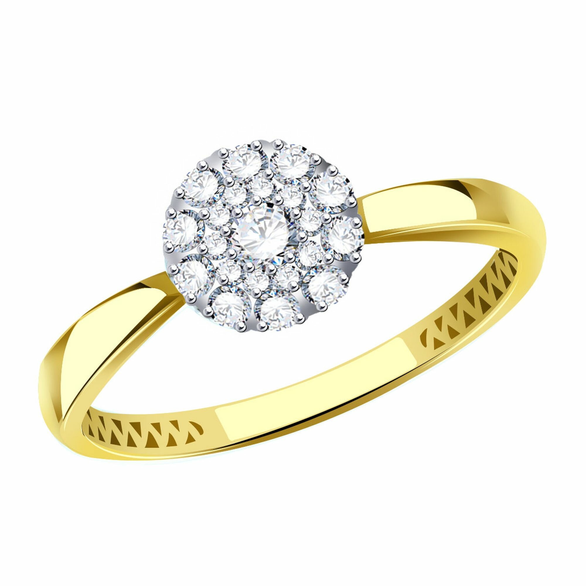 Кольцо, желтое золото, 585 проба, бриллиант