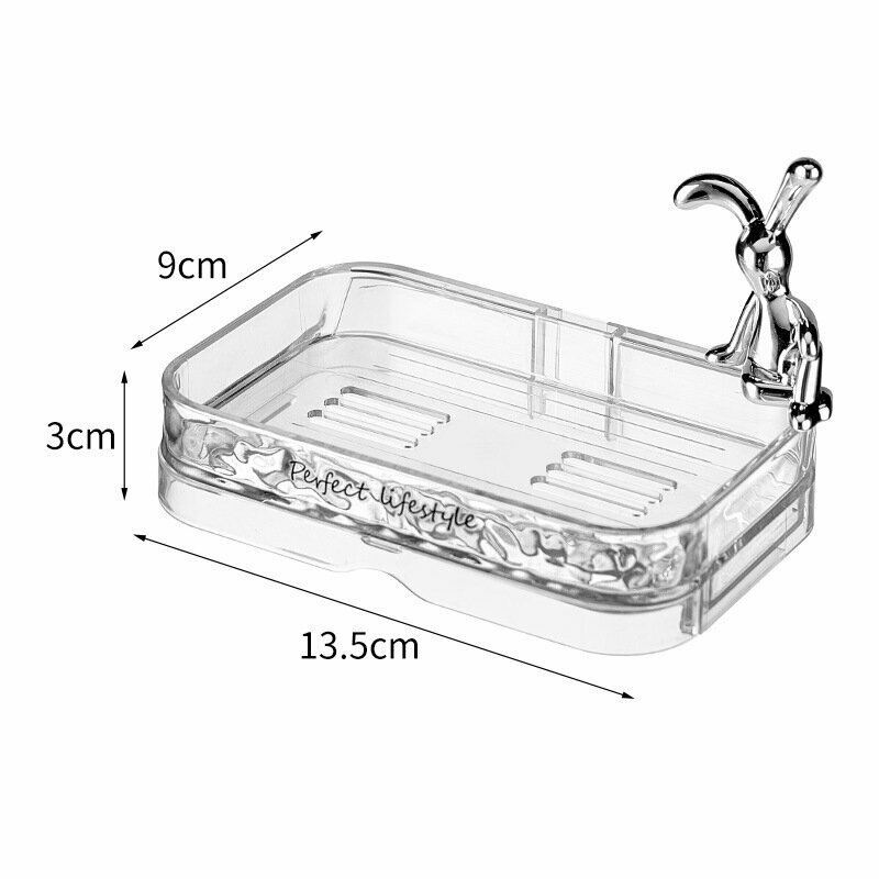 Мыльница-решетка, на присоске, двухслойная, прозрачная, для ванной комнаты