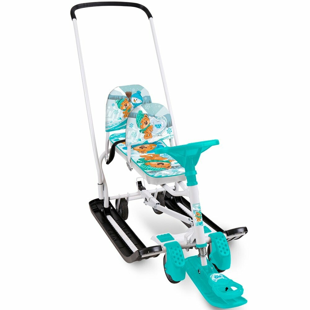 Снегокат Nika Тимка спорт 6Д для двоих с колесами, с забавными медвежатами (ТС6Д/ЗМ)