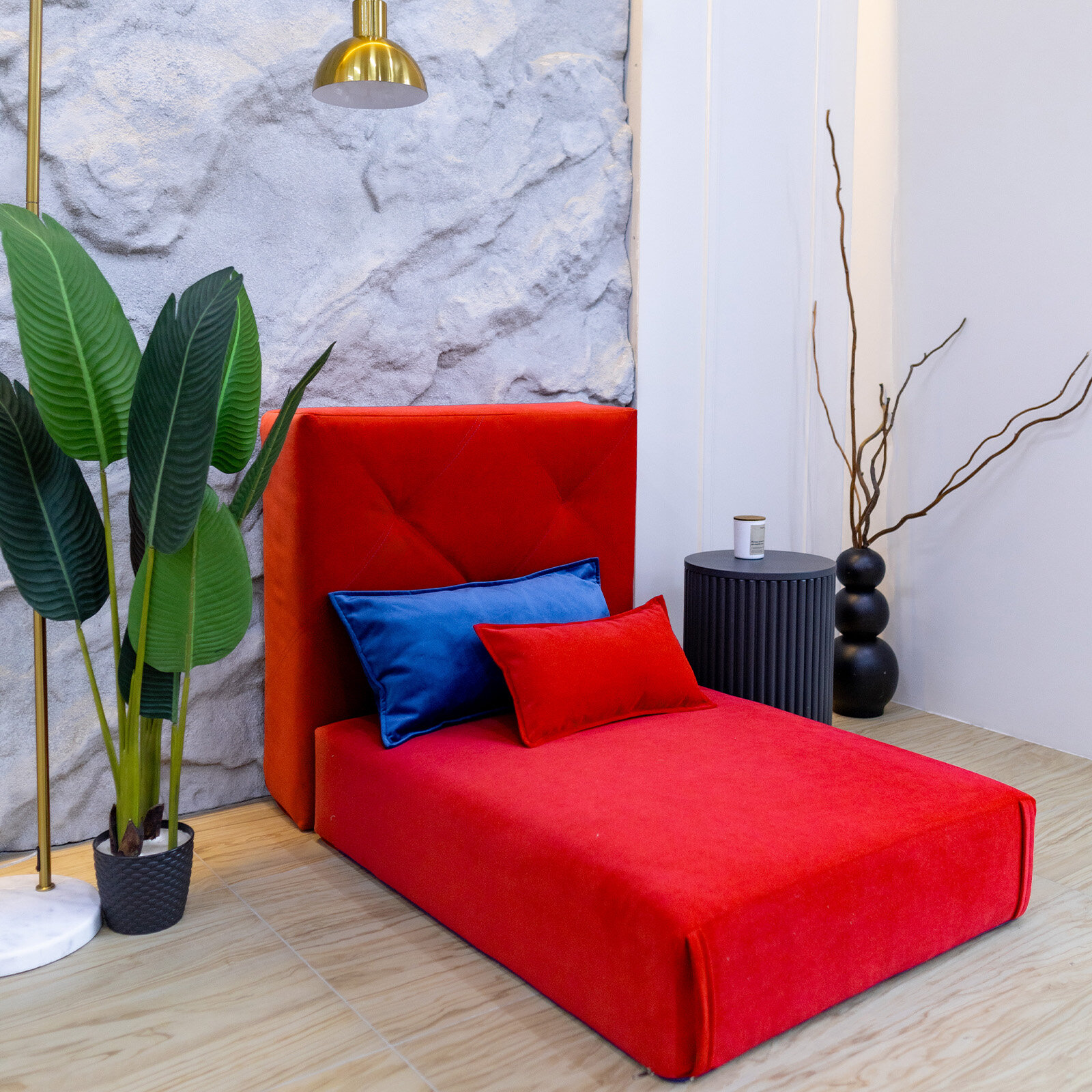 Кресло MIELLA Amore 80х100 + 80х80 с утяжкой, красный велюр