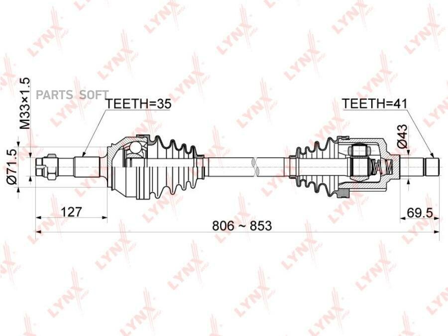 LYNXAUTO CD-1045 Привод в сборе L CITROEN Jumper 2.2D-3.0D 06> FIAT Ducato 2.2D-3.0D 06> PEUGEOT Boxer 2.2D-3.0D 06 ()