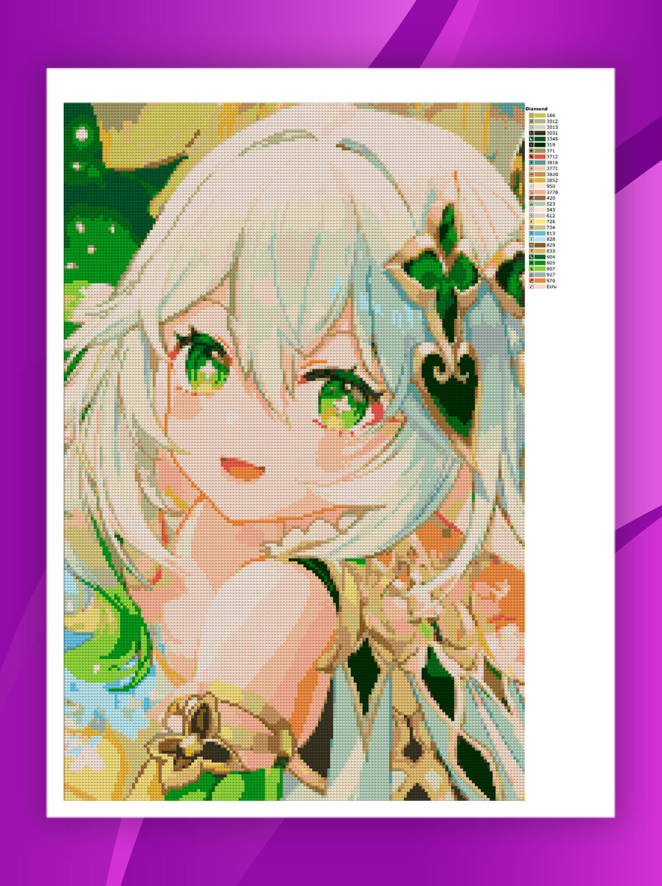 Алмазная мозаика без подрамника - вышивка Genshin Impact - Нахида 40 х 60 см