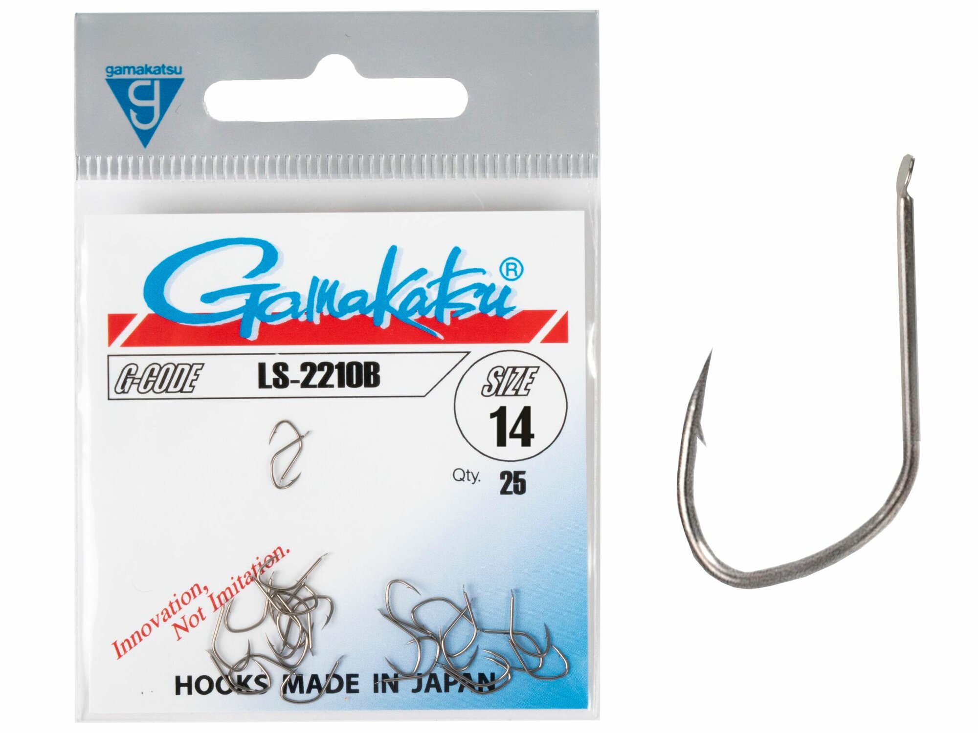 Крючки для рыбалки одноподдевные металлические набор на щуку и сома, Gamakatsu LS-2210B HOOKS BRONZE разм. 14 25шт. по 1 упак, снасти карповые летние Япония