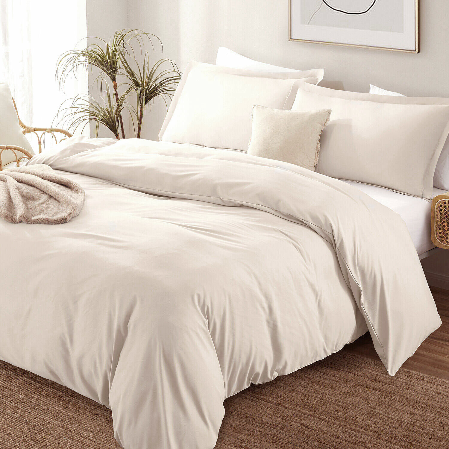 Наволочки с ушками из сатина-люкс RMS-046 кремовый Elin (кремовый), Комплект наволочек 50x70 (2шт) (с ушками)