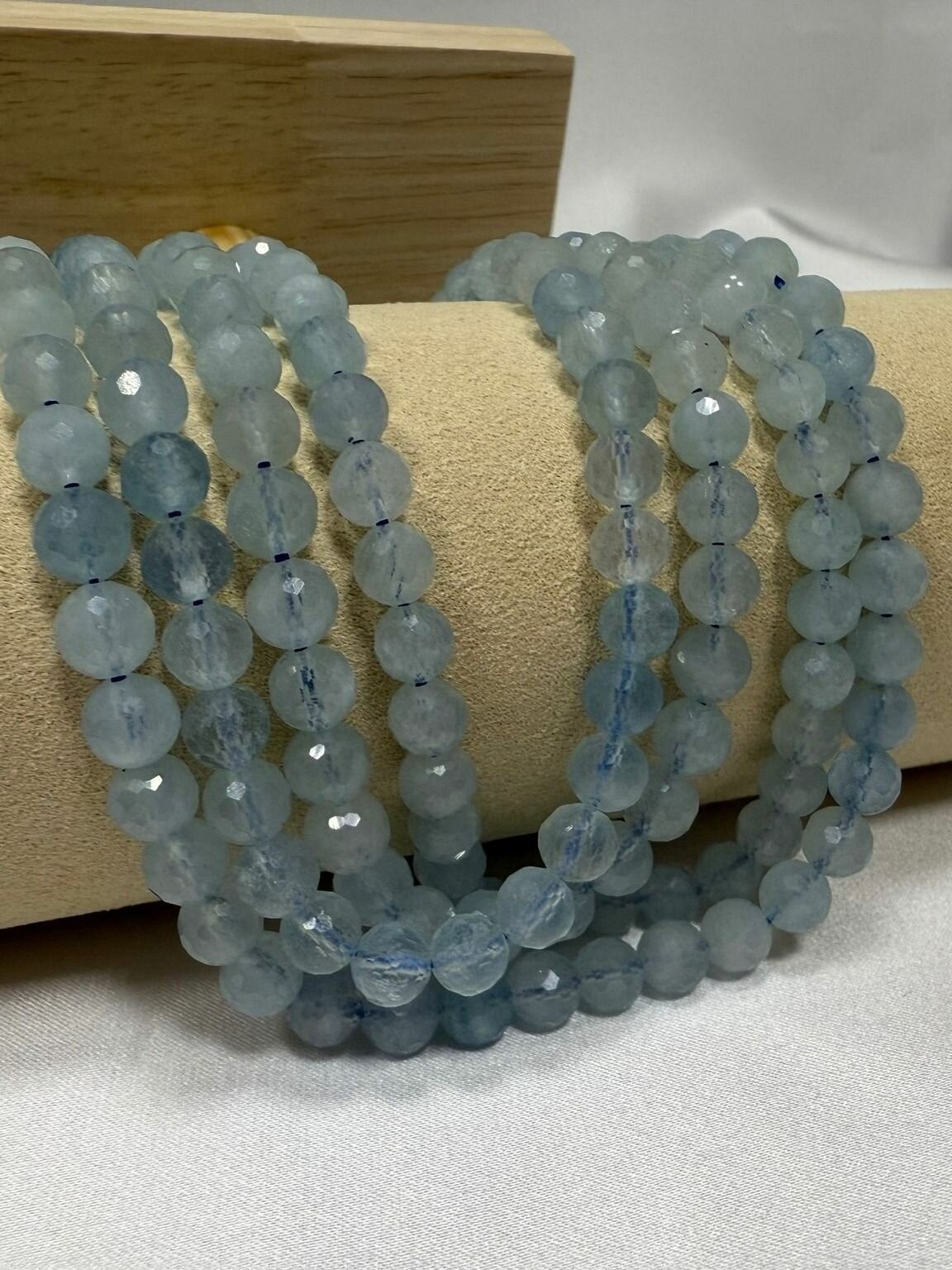 Бусины аквамарин AА граненый 6 мм (нить 19 см), Suntrim