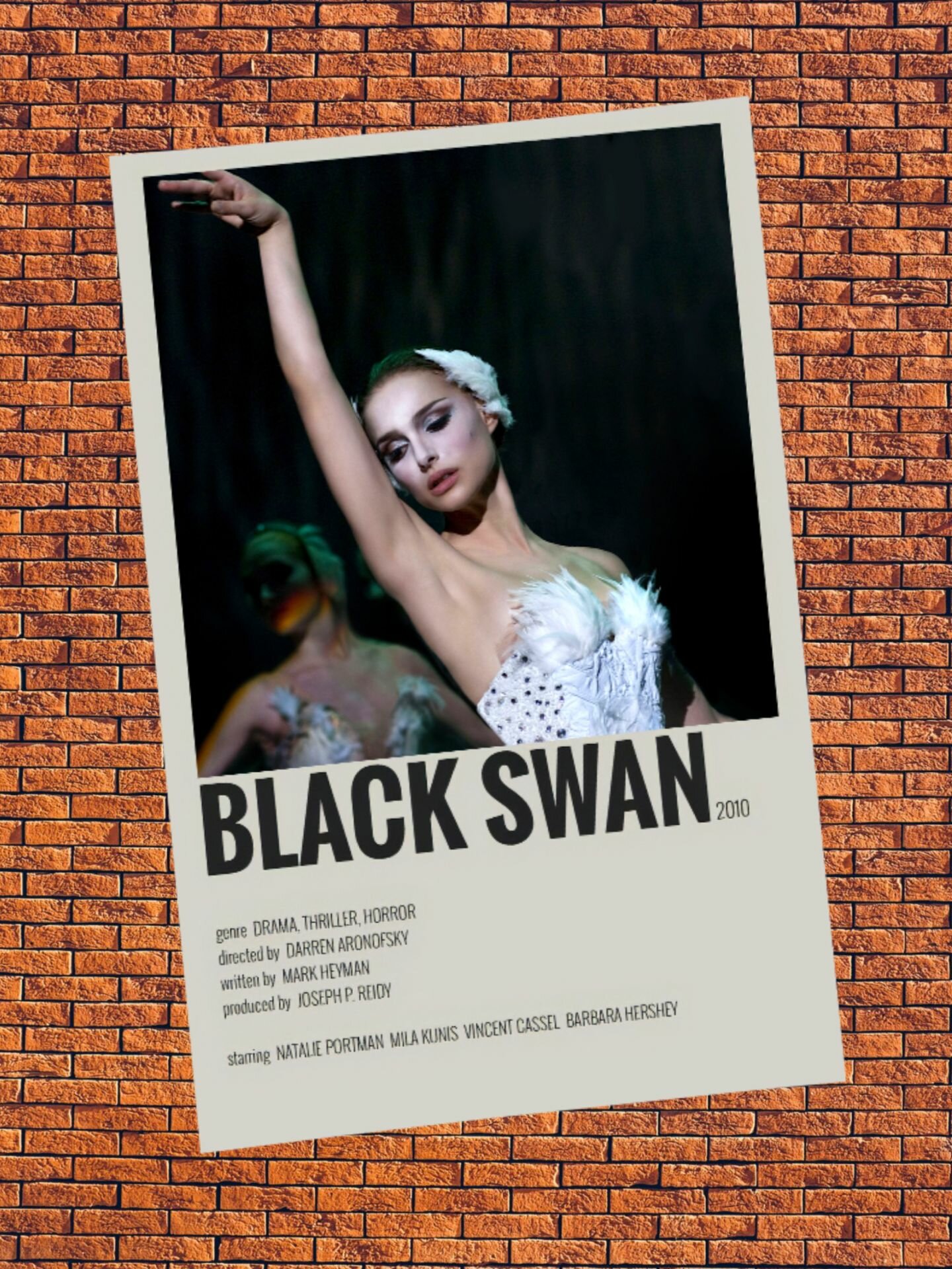 Постер "Чёрный Лебедь" в стиле "полароид", формат А3, 297 х 420 мм, глянцевый