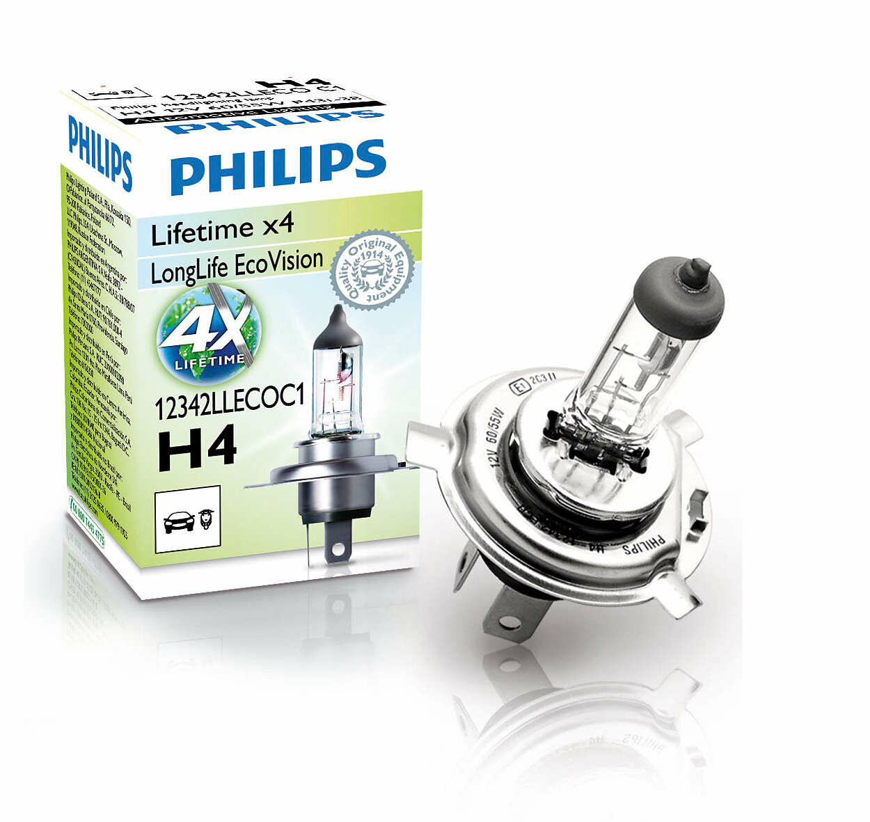 Лампа галогенная 12v h4 60/55w long life eco (philips)