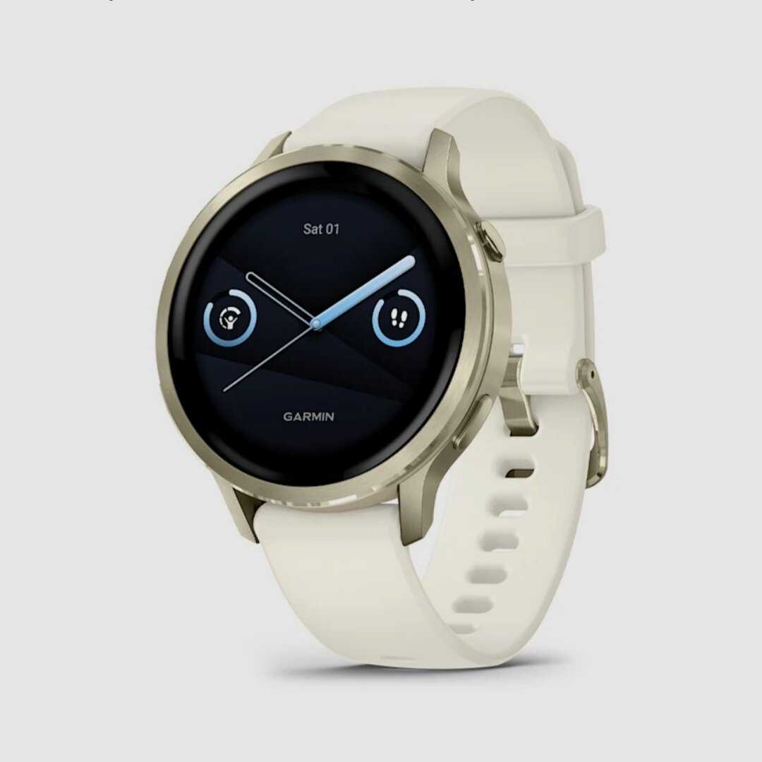 Смарт-часы Garmin Venu 4 - 41 mm, лунно-золотистый с силиконовым ремешком цвета слоновой кости