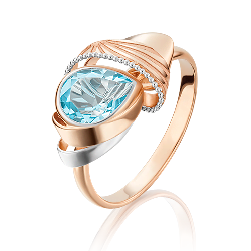 Кольцо, красное золото, 585 проба, топаз