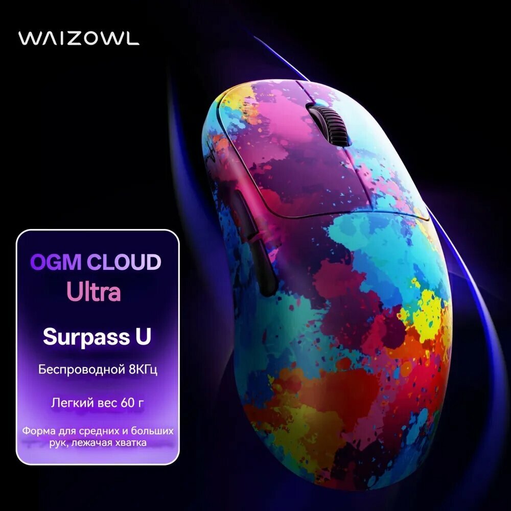 WAIZOWL Игровая мышь беспроводная, разноцветный