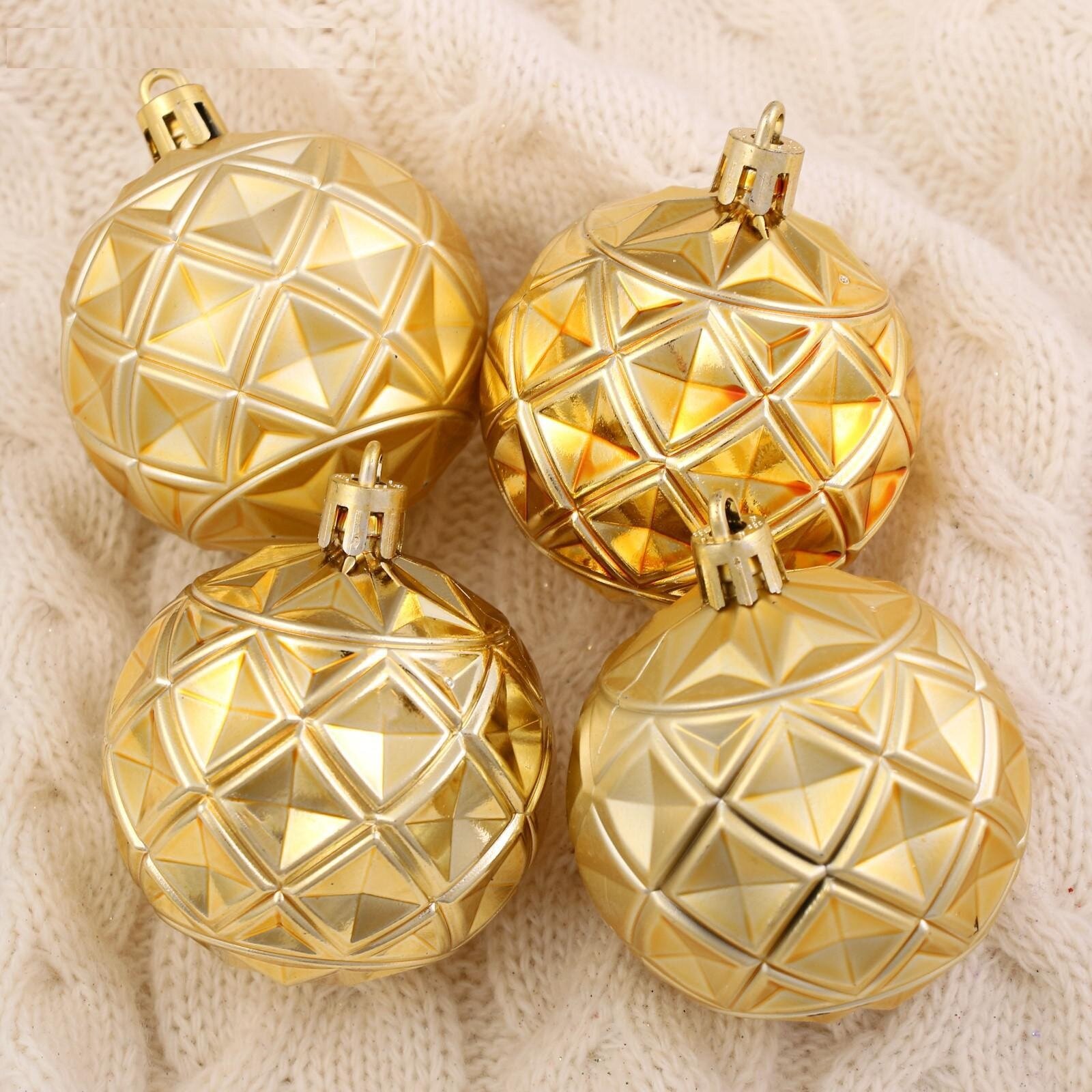 Ёлочные игрушки «Мидас - грани», шары новогодние, d=6 см, набор 6 шт, золото