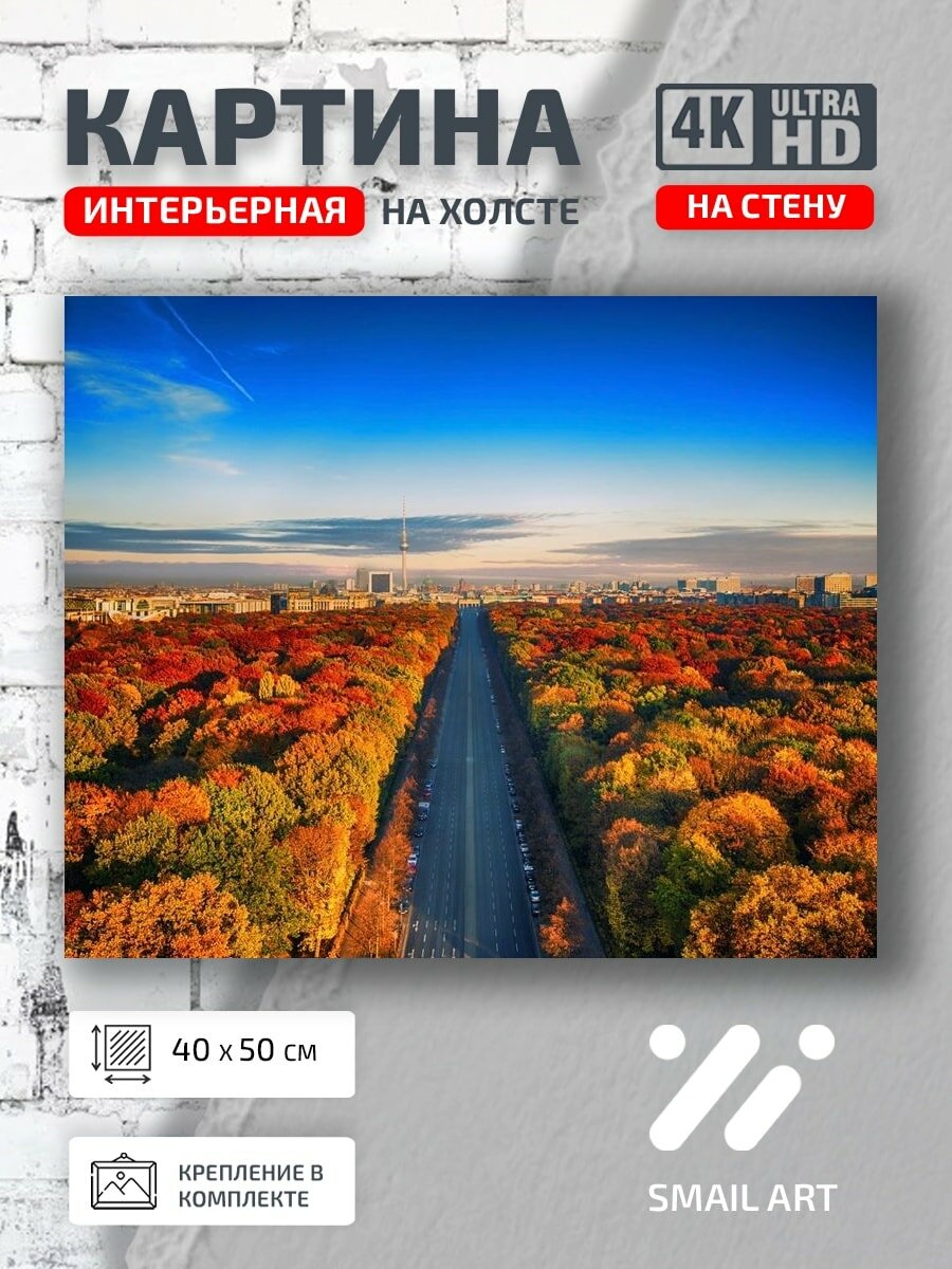 Картина на холсте интерьерная 40 на 50 на стену горизонта Берлина для студии атмосфера