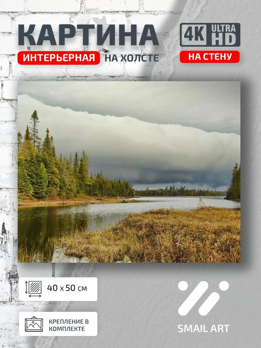 Картина на холсте интерьерная 40 на 50 на стену Озера Landscape для кабинета пейзаж декор